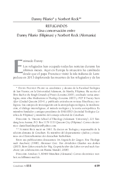 (PDF) Refugiados: Una conversación entre Danny Pilario (Filipinas) y ...