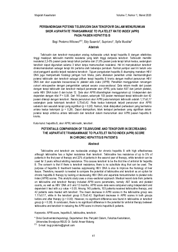 (PDF) Perbandingan Potensi Telbivudin Dan Tenofovir Dalam Menurunkan ...
