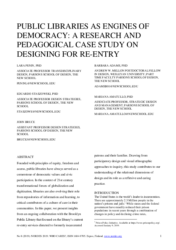 (PDF) Public Libraries as Engines of Democracy: A research and ...