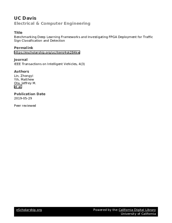 (PDF) Benchmarking Deep Learning Frameworks and Investigating FPGA Deployment for Traffic Sign ...