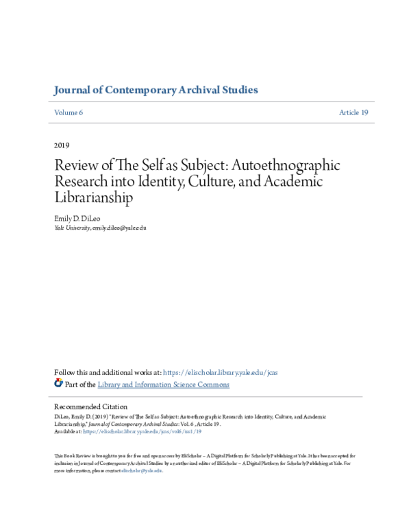 (PDF) Autoethnography