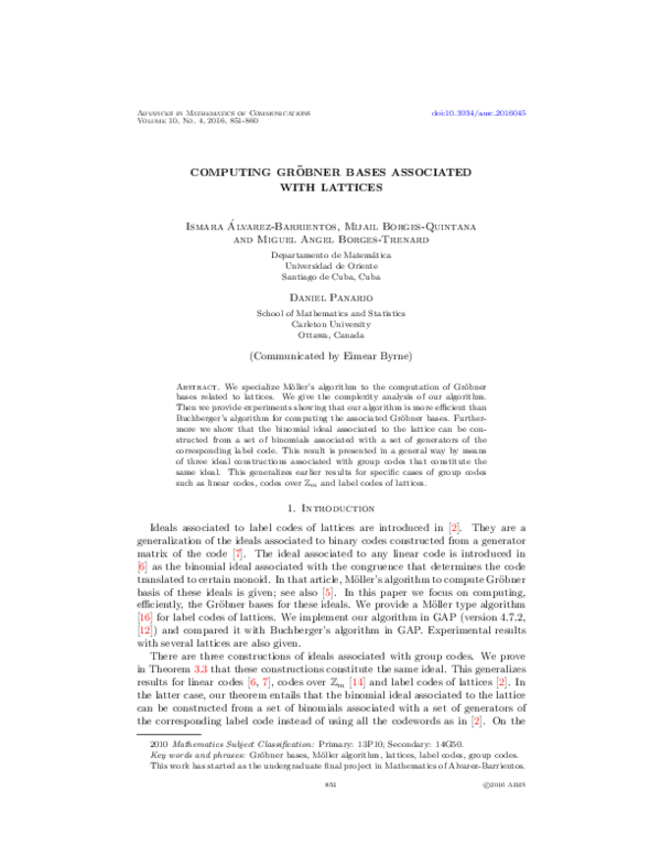 (PDF) Computing Gröbner bases associated with lattices