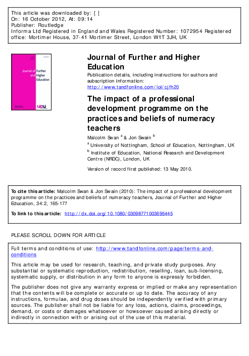 (PDF) The impact of a professional development programme on the ...