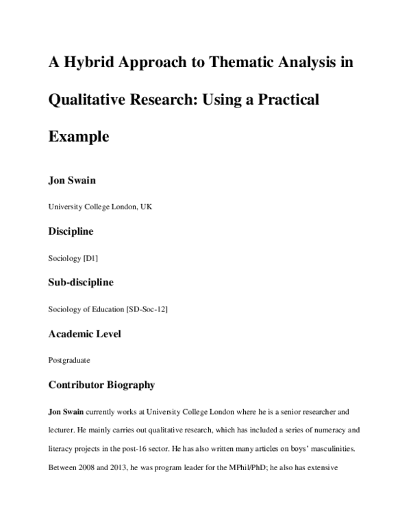 (PDF) A Hybrid Approach to Thematic Analysis in Qualitative Research ...