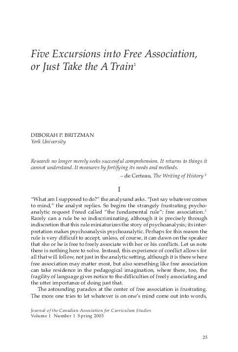 (PDF) Five Excursions into Free Association, or Just Take the A Train