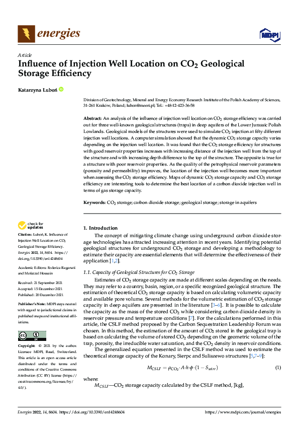 (PDF) Influence of Injection Well Location on CO2 Geological Storage ...