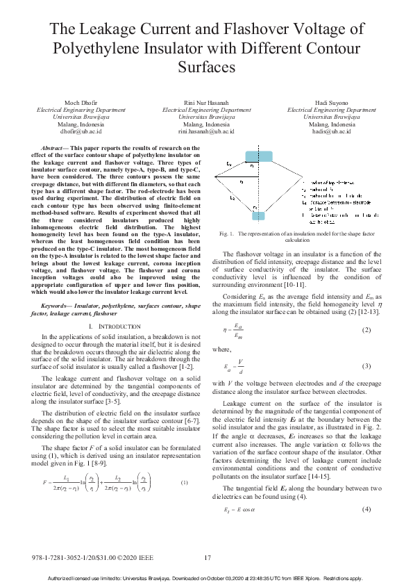 (PDF) The Leakage Current and Flashover Voltage of Polyethylene ...