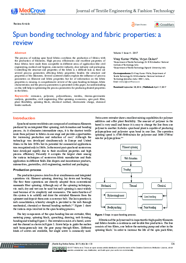(PDF) Spun bonding Technology and Fabric Properties: a Review