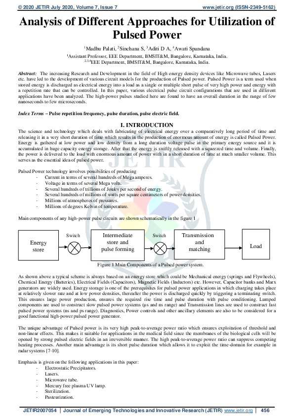 (PDF) Analysis of Different Approaches for Utilization of Pulsed Power