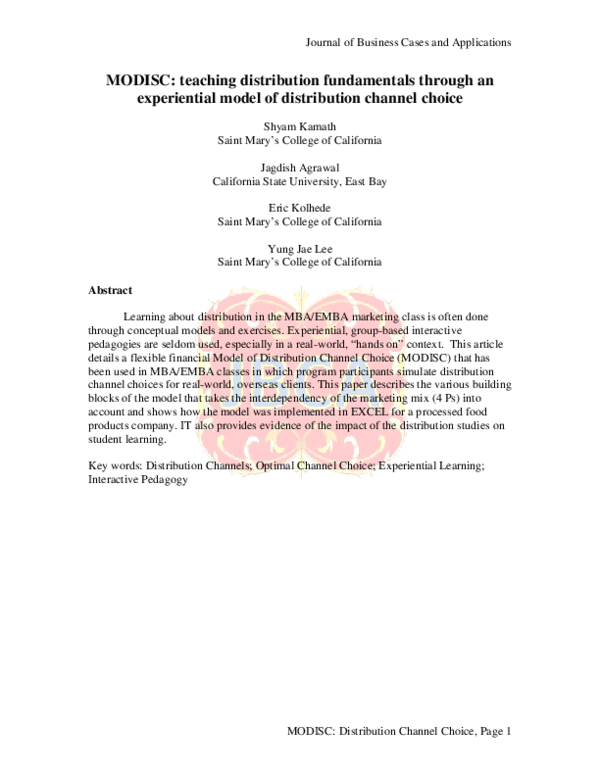 (PDF) MODISC: Teaching Distribution Fundamentals through an ...