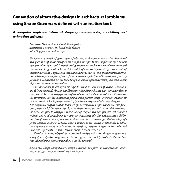 (PDF) Generation of alternative designs in architectural problems using Shape Grammars defined ...