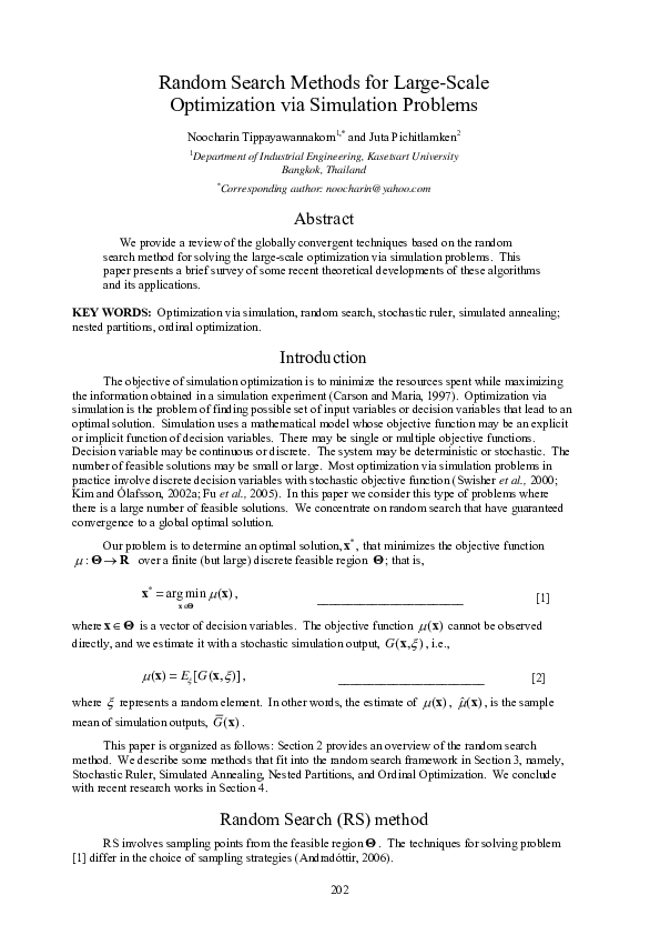 (PDF) Random Search Methods for Large-Scale Optimization via Simulation ...