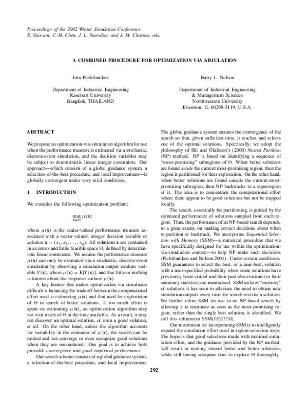 (PDF) A combined procedure for optimization via simulation
