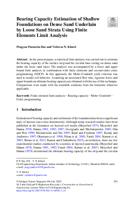 (PDF) Bearing Capacity Estimation of Shallow Foundations on Dense Sand ...
