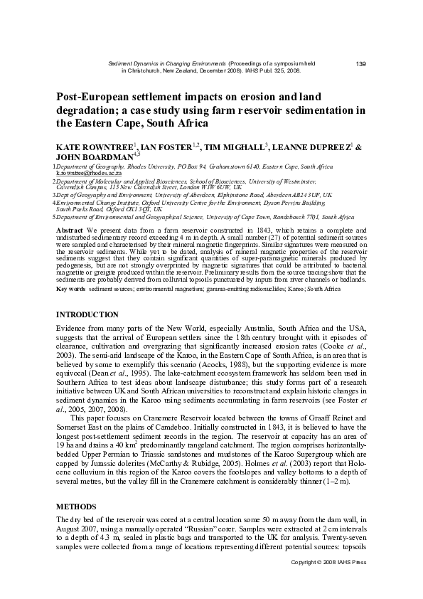 (PDF) Post-European settlement impacts on erosion and land degradation ...