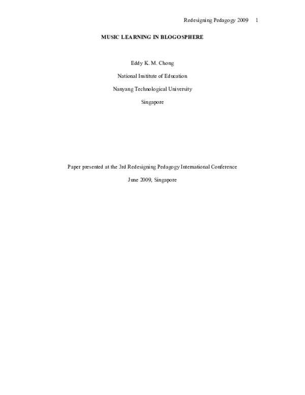 (PDF) Music Learning in Blogosphere