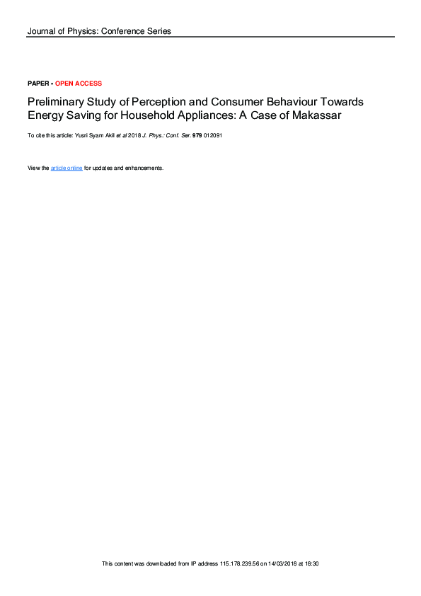 (PDF) Preliminary Study of Perception and Consumer Behaviour Towards ...