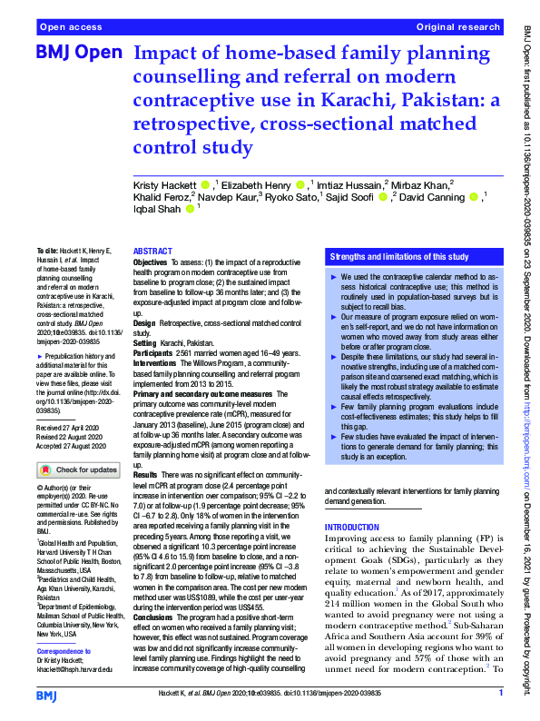 PDF Impact Of Home based Family Planning Counselling And Referral On pdf-impact-of-home-based-family-planning-counselling-and-referral-on