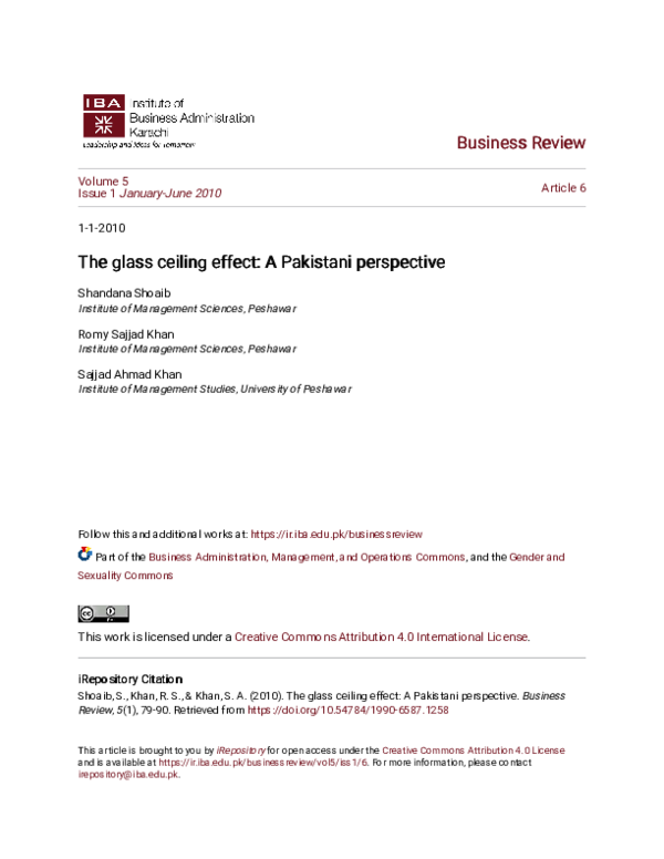 (PDF) The glass ceiling effect: A Pakistani perspective