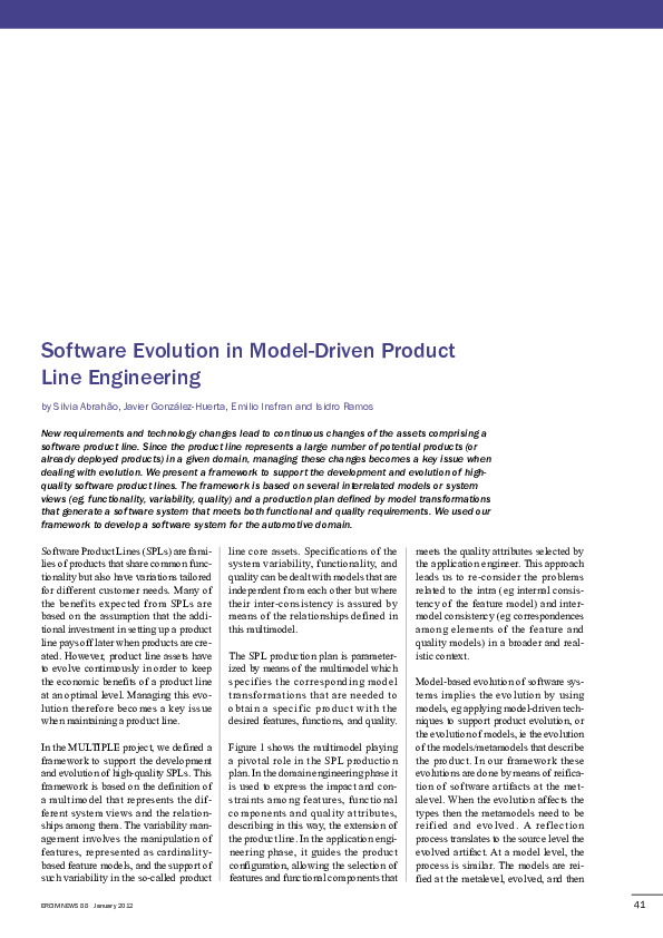 Pdf Software Evolution In Model Driven Product Line Engineering Silvia Abrahao 