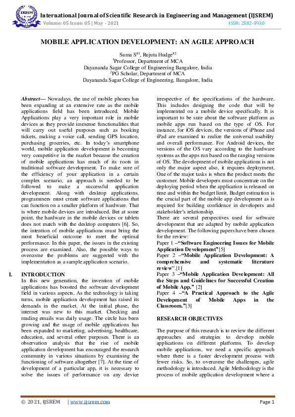 (PDF) Mobile Application Development: An Agile Approach