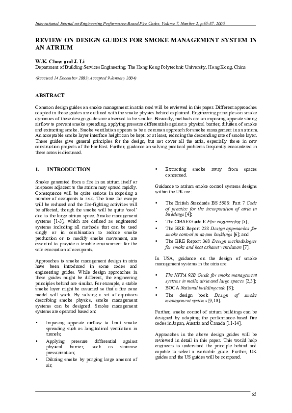 (PDF) Review on design guides for smoke management system in an atrium