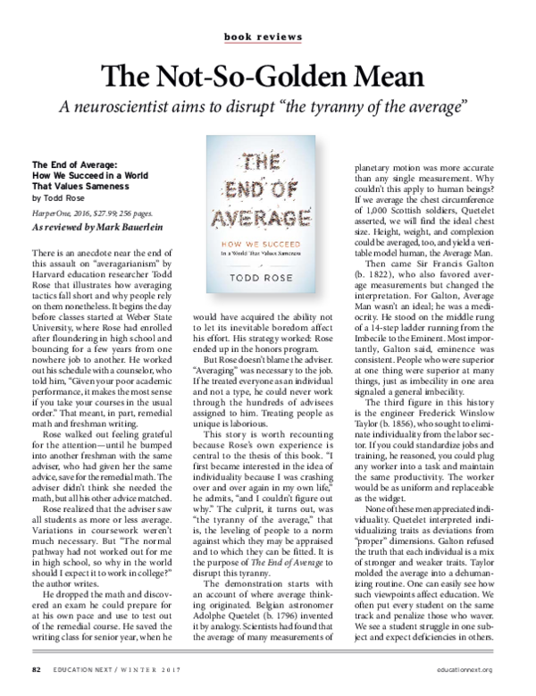 (PDF) The End of Average: How We Succeed in a World That Values ...