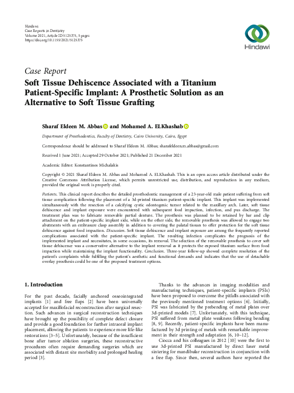 (PDF) Prosthetic Management of Soft Tissue Dehiscence