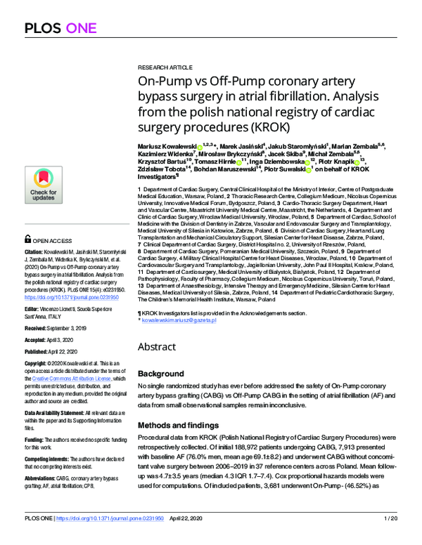 (PDF) On-Pump vs Off-Pump coronary artery bypass surgery in atrial ...