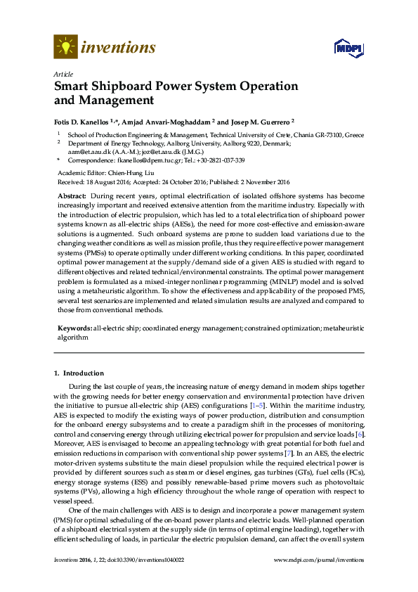 (PDF) Smart Shipboard Power System Operation and Management