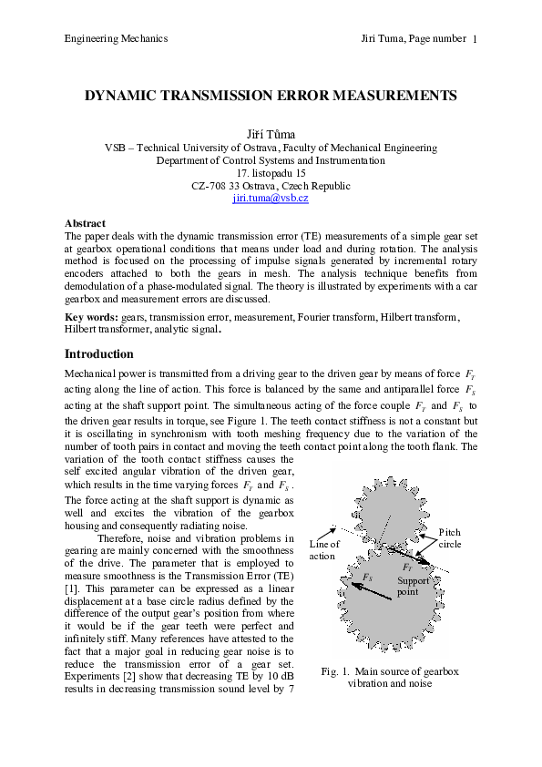 (PDF) Dynamic Transmission Error Measurements
