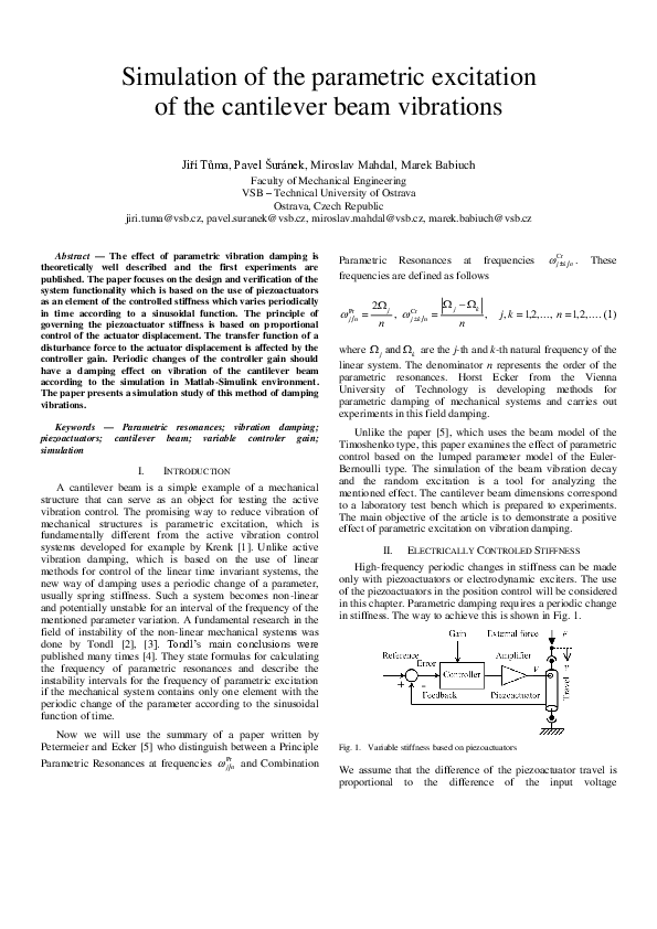 (PDF) Simulation of the parametric excitation of the cantilever beam ...
