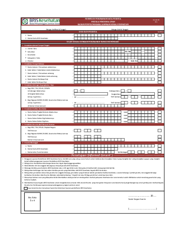 (PDF) Formulir Perubahan Data Peserta BPJS