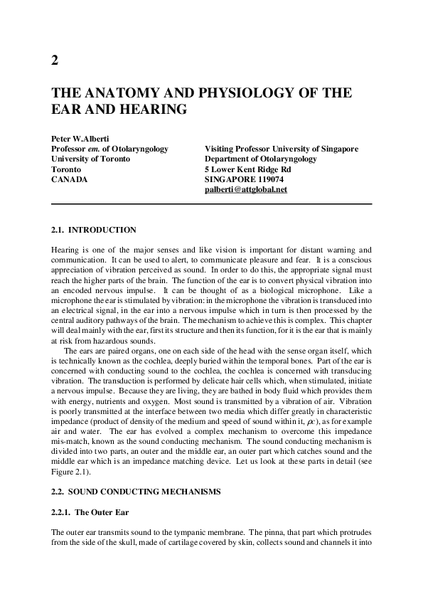 (PDF) 2 the Anatomy and Physiology of the Ear and Hearing