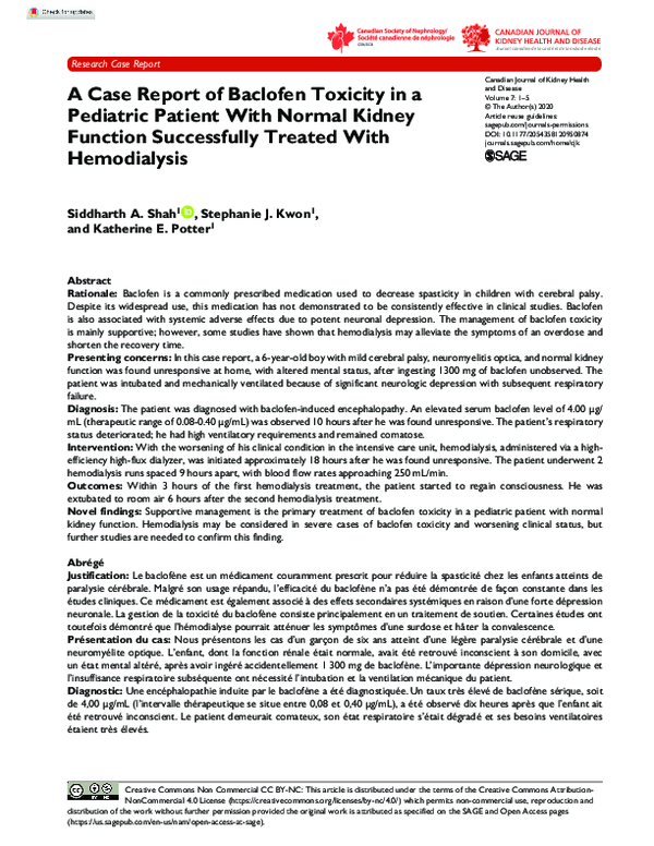 (PDF) A Case Report of Baclofen Toxicity in a Pediatric Patient With ...