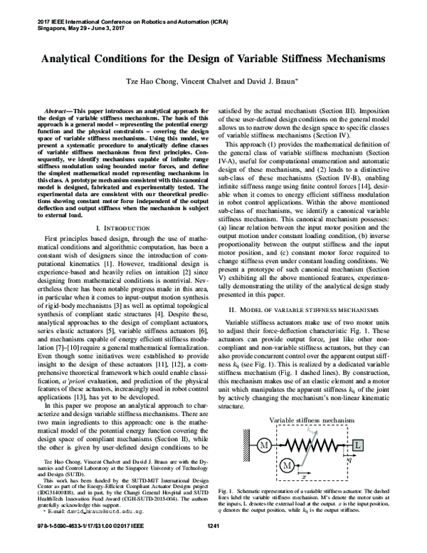 (PDF) Analytical conditions for the design of variable stiffness mechanisms