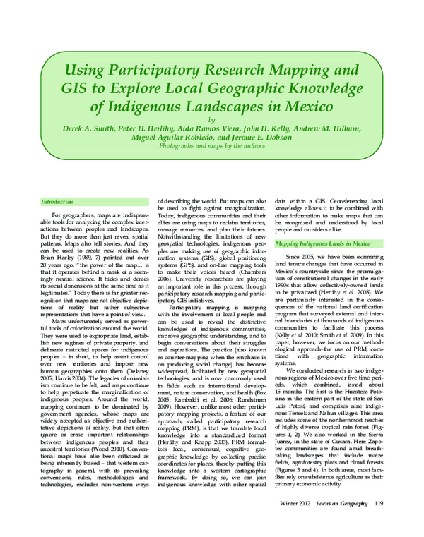 (PDF) Using Participatory Research Mapping and GIS to Explore Local ...