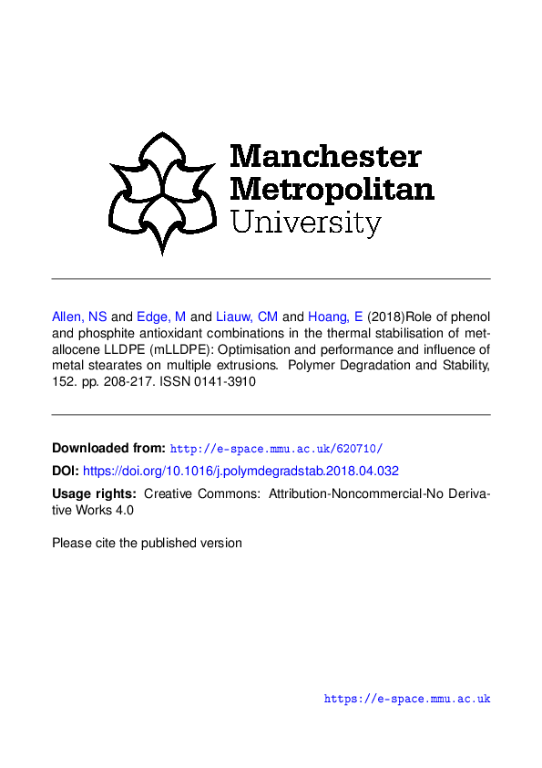 (PDF) Role of phenol and phosphite antioxidant combinations in the ...