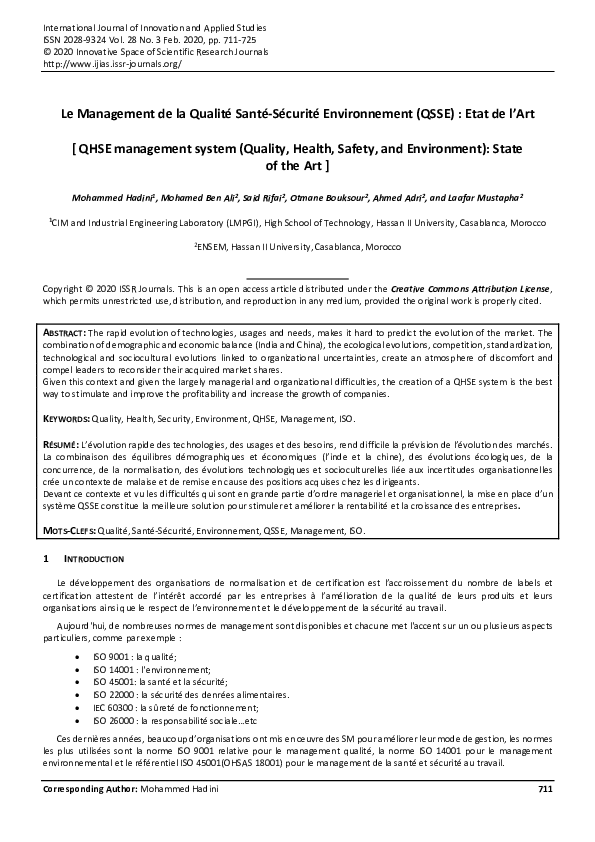 (PDF) QHSE management system (Quality, Health, Safety, and Environment ...