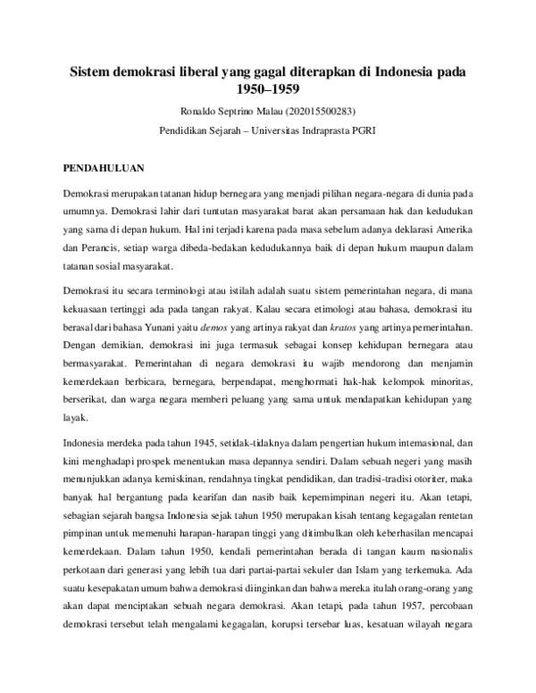 (PDF) SISTEM DEMOKRASI LIBERAL YANG GAGAL DITERAPKAN DI INDONESIA PADA ...