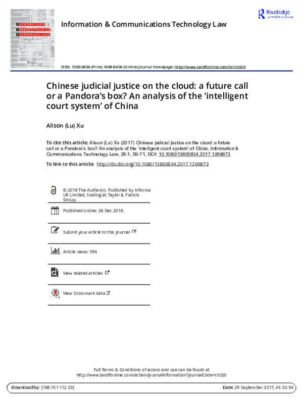 (PDF) Chinese judicial justice on the cloud: a future call or a Pandora ...