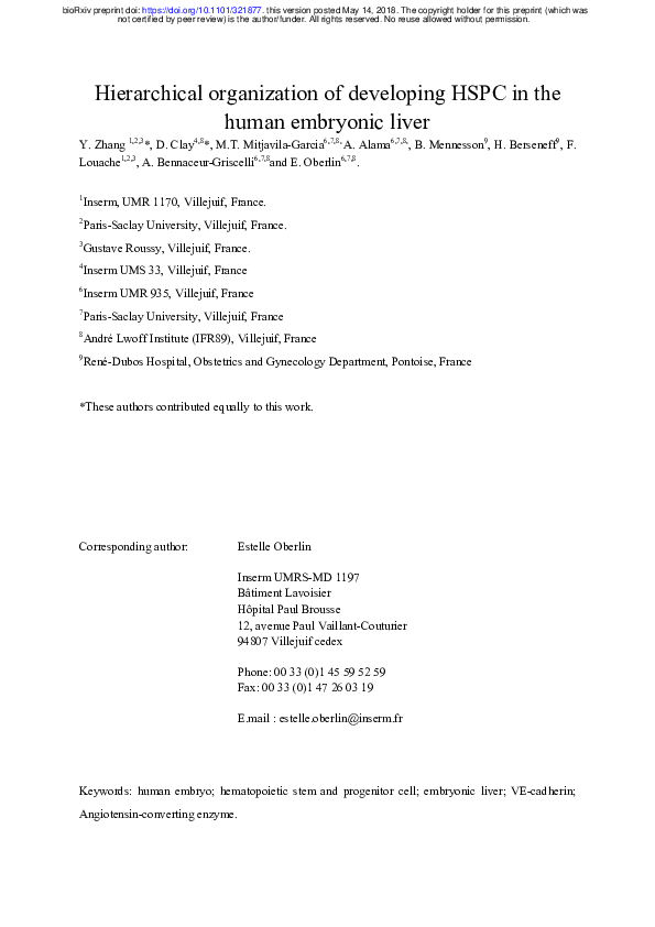 (PDF) Hierarchical organization of developing HSPC in the human ...