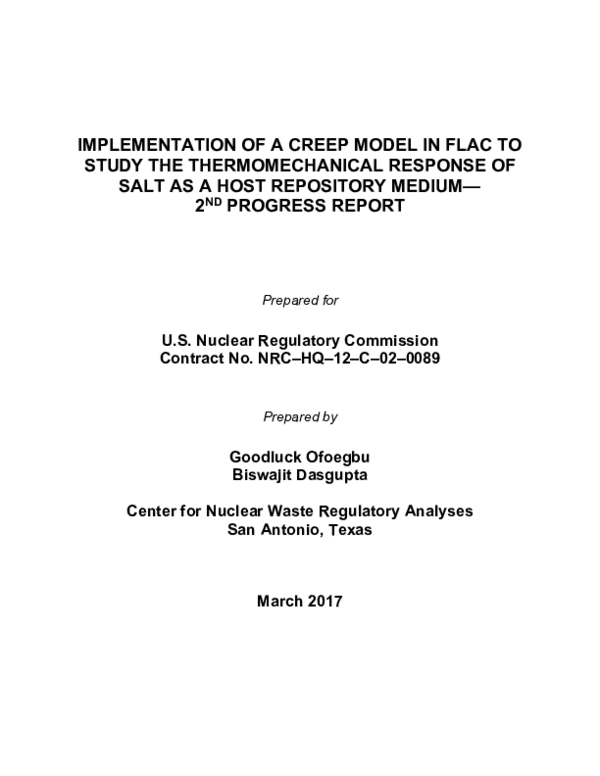 (PDF) Implementation of a Creep Model in Flac to Study the ...