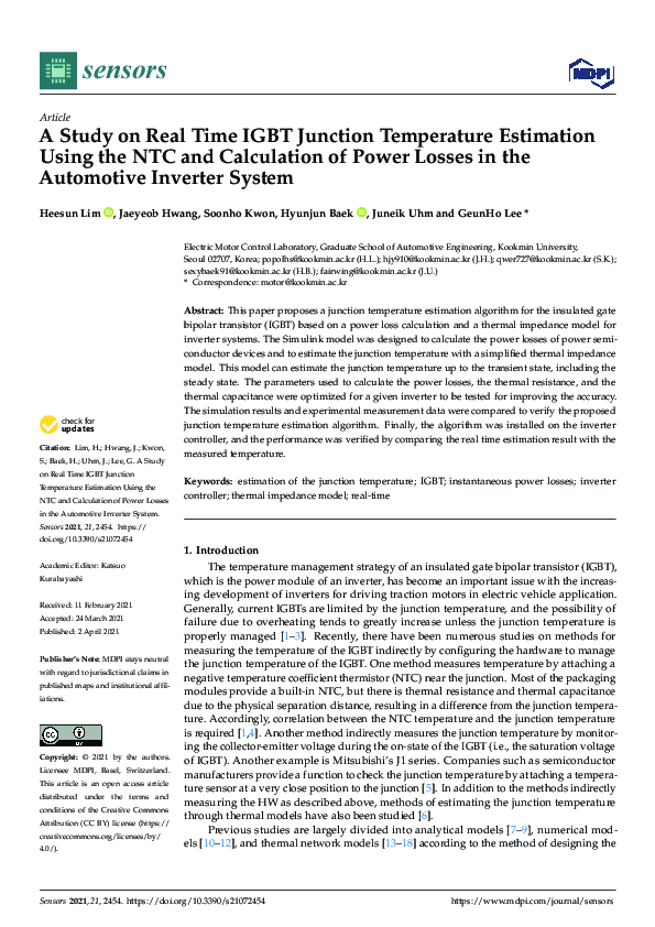 (PDF) A Study on Real Time IGBT Junction Temperature Estimation Using the NTC and Calculation of ...