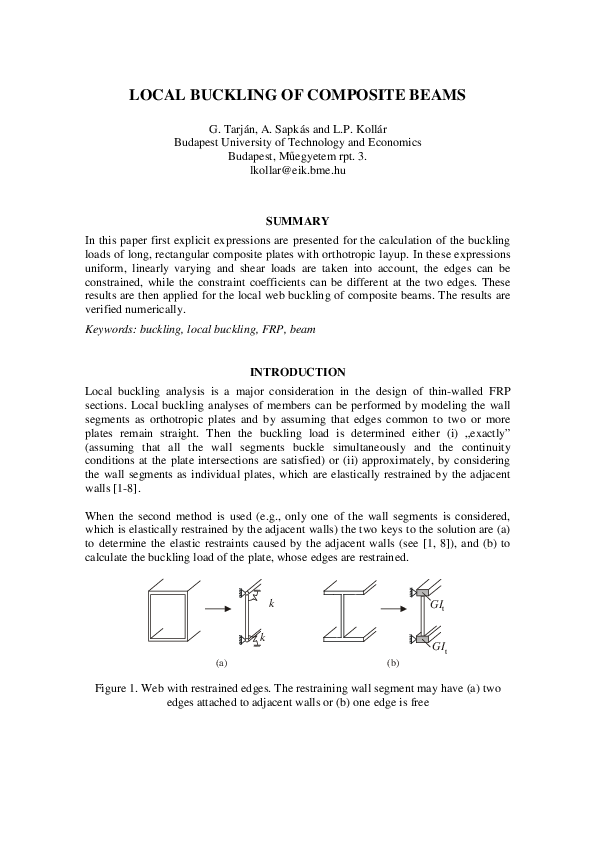 (PDF) Local Web Buckling of Composite (FRP) Beams