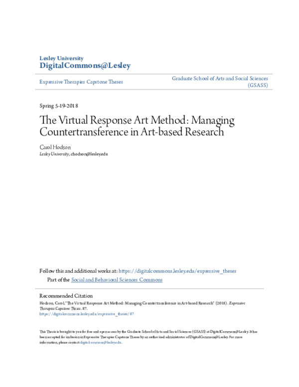 (PDF) The Virtual Response Art Method: Managing Countertransference in Art-based Research ...