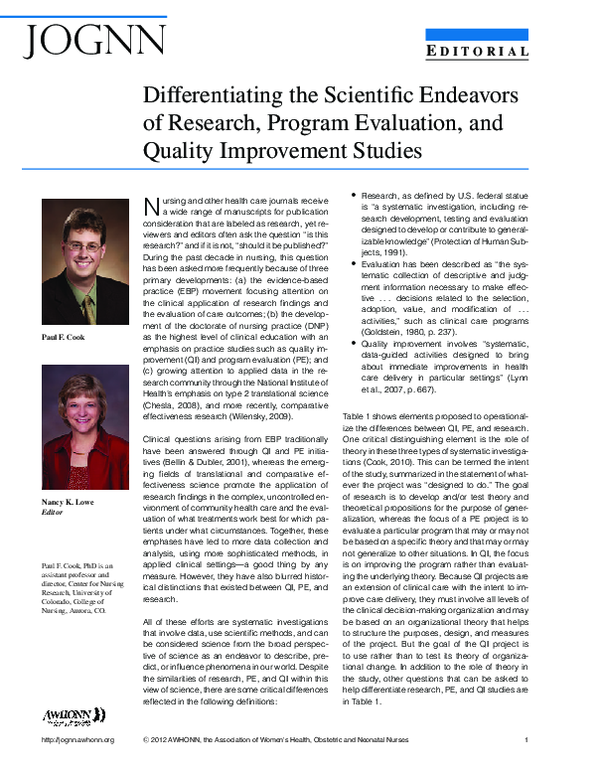 (PDF) Differentiating the Scientific Endeavors of Research, Program ...