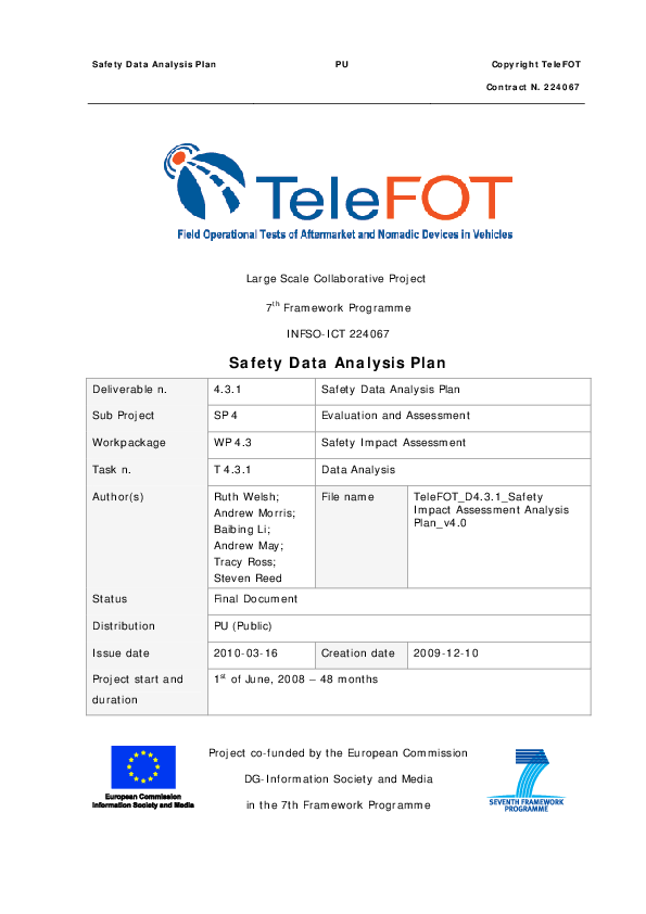 (PDF) Safety Data Analysis Plan