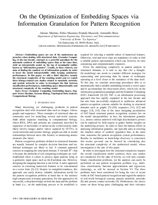 Pdf On The Optimization Of Embedding Spaces Via Information Granulation For Pattern Recognition