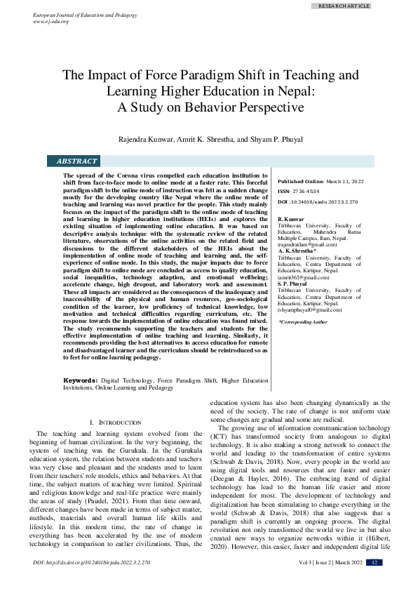(PDF) The Impact of Force Paradigm Shift in Teaching and Learning ...